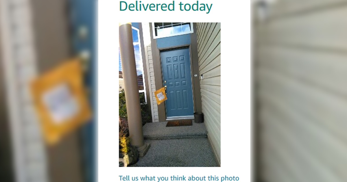 Amazon delivery confirmation shows customer a picture of their package ...